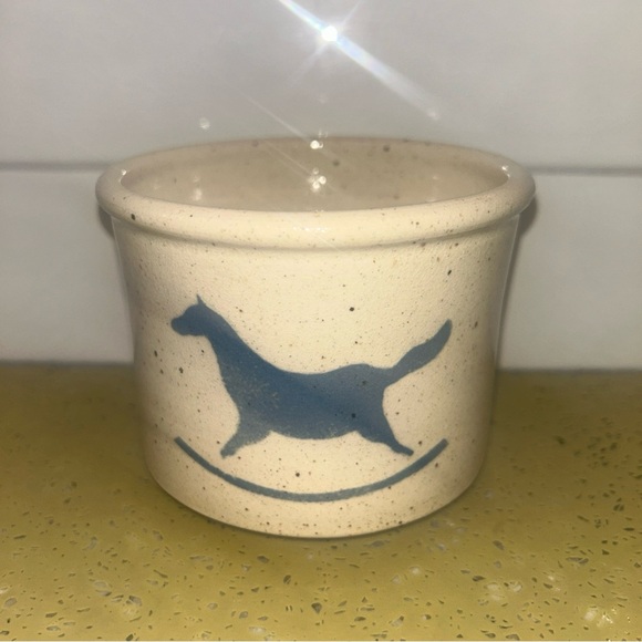 Accents | Signed Bob Mays Pottery Western Cream Speckled Crock Blue ...